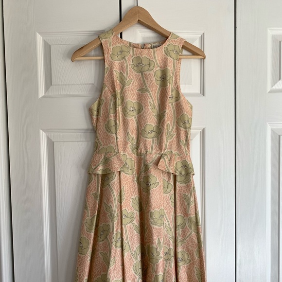 SUNO | Dresses | Suno Printed Cocktail Dress Silk With Peplum Detail ...